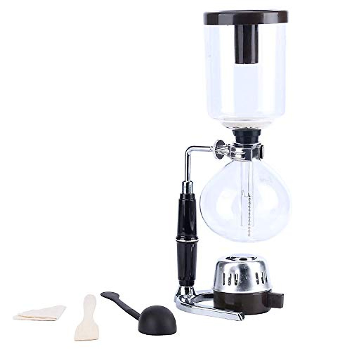 Homend 5 Cup Tabletop Siphon (Syphon) Coffee Maker with Alcohol Burner, Plastic Coffee Powder Spoon, Filter Cloth and Wooden Stirrer