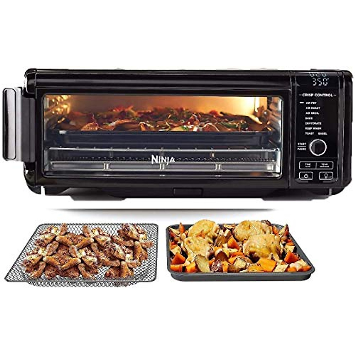 Ninja SP101 Foodi 8-in-1 Air Fry Large Toaster Oven Flip-Away for Storage Dehydrate Keep Warm 1800w XL Capacity (Renewed) BLACK