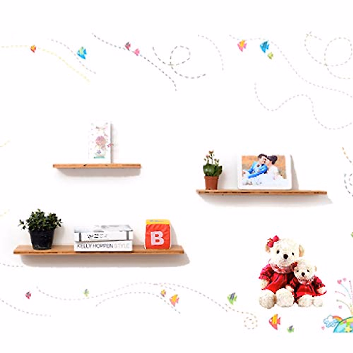 LIZI Racks Floating Shelf, Bamboo Floor, Bedroom/Living Room/Kitchen/Bathroom Wall-Mounted Storage Shelf, Multi-Size (Size : 40x18x3cm)