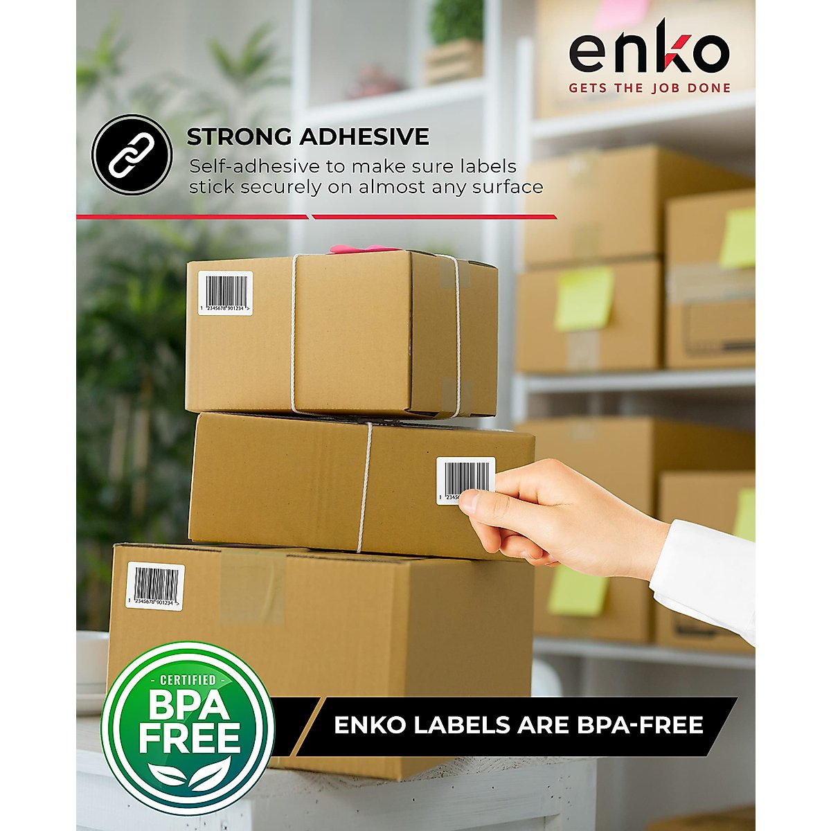 enKo 1.5 x 1 Inch Direct Thermal Labels (6 Rolls, 3120 Labels) Adhesive 1-1/2 x 1 Labels (1 in Core) Use as Barcode Labels, Address & Book Spine Labels - Compatible with Zebra Rollo Label Printer