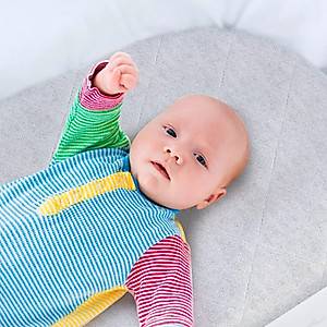 Bassinet Mattress Pad Cover, Compatible with Rectangle/Hourglass/Oval Bassinet Mattress, 2 Pack Waterproof and Soft Cotton Sheet, Breathable Bamboo Sleep Surface (Microfiber-GY)