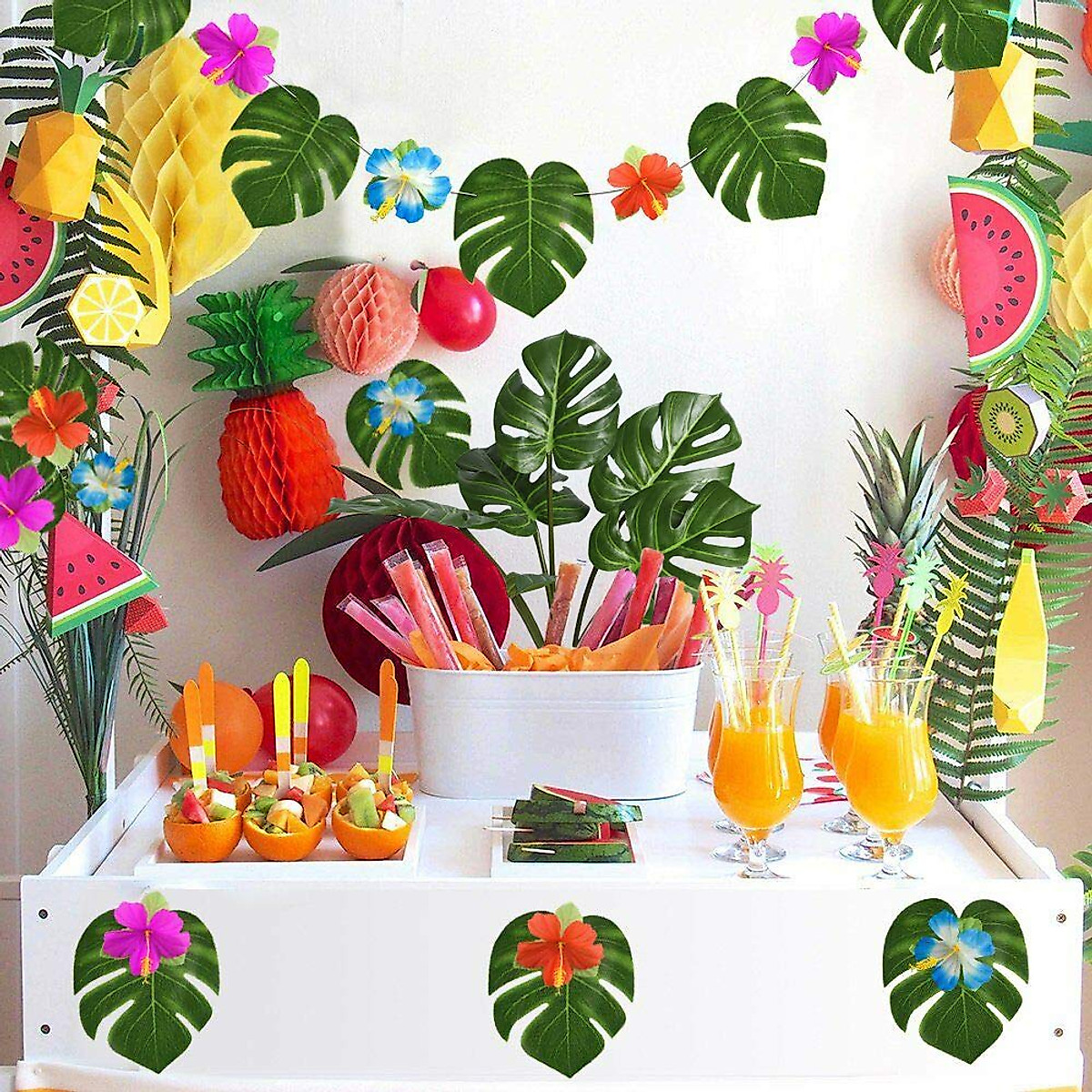 DVGUN 6 Pack Artificial Palm Plants Leaves Faux Turtle Leaf Fake Tropical Large Palm Tree Leaves Imitation Leaf Artificial Plants for Home Kitchen Party Flowers Arrangement Wedding Decorations