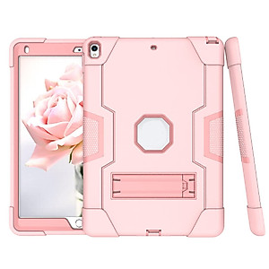 Jaorty Case for iPad Air 3 10.5" 2019,for iPad Pro 10.5 inch 2017 Case,3 in 1 Hybrid [Soft&Hard] Heavy Duty Rugged Stand Shockproof Anti-Slip Anti-Scratch Full-Body Protective Case,Pink
