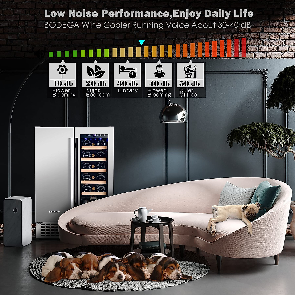 BODEGA 24 Inch Beverage and Wine Cooler, Built-in and Freestanding Wine Beverage Refrigerator Dual Zone, Holds 57 Cans and 18 Bottles, with Independent Temperature Control,Upgraded Compressor Quiet