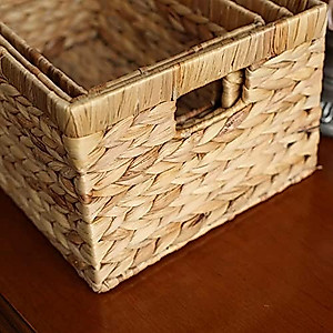 Water Hyacinth Wicker Baskets for Organizing, Rectangular Wicker Baskets with Built-in Handles 3-Pack