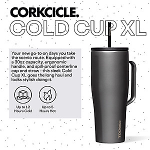 Corkcicle 30oz Tumbler With Handle, Ceramic Slate, Reusable Water Bottle, Triple Insulated Stainless Steel Travel Mug, BPA Free, Keeps Beverages Cold 12 Hours, Tumbler with Lid and Straw, Cold Cup XL