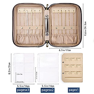 Travel Jewelry Organizer LAEDO Case Transparent Storage Book with Pockets Portable Bag Ring Binder Zipper Pouch for Necklace, Earrings, Rings, Bracelet, Black, One size