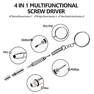 HQMaster 1000Pcs Eyeglasses Sunglass Spectacles Tiny Screws Nut Assortment Repair Tool Kit Set with Tweezer Micro Screwdriver (Round Case)