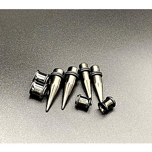 HEKEUOR 2 Pairs 1g 7mm + 9mm Steel Ear Screw Taper Tunnel Expander Stretching Kit Plugs Piercing