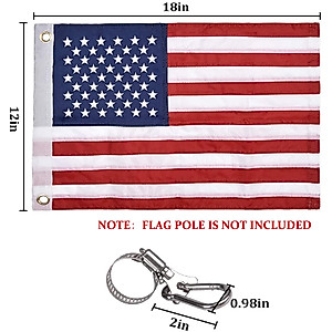 Universal Boat Flag Marine 12"x18" with 4 Boat Flag Pole Kits USA Flag with 50 Embroidered Stars American Boat Flag