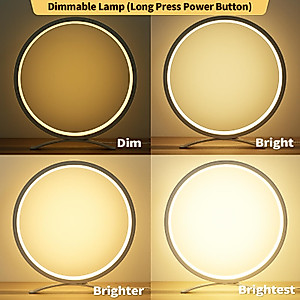 MAYTHANK Desk Lamp,Metal Circle Ring Table Lamps Bedside Lamp for Nightstand, Modern Minimalist Lamps/Led Warm Light for Bedroom/Living Room,10 Inch