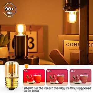 Grensk 25 Watt Light Bulbs E26 Low Watt Light Bulbs 3W,Dimmable Amber Tube Small Night Light Edsion Bulbs,Warm White 2200k, Flicker-Free,110V,Glass,4Pcs