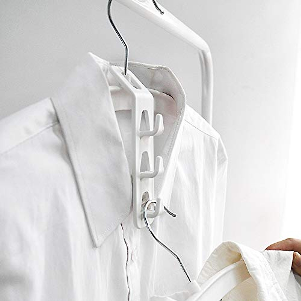 Cascading Clothes Hanger Hooks,Space Saving Series Multi-Function Multi-Layer Cabinet Clothes Connection Folding Storage Clothes Rack Hanger Household Strong Load-Bearing Closet Hook (12pcs)