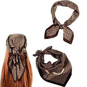 FYLuoke 4 Pcs Satin Head Scarf Hair Scarf Silk Bandana Silk Head Scarf 27.5 Inchs Neck Scarf for Women Girls (Set C)