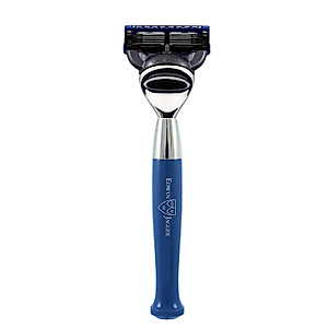 Edwin Jagger Diffusion 72 Series Blue, Chrome Plated, Compatible With A Gillette Fusion Proglide Cartridges