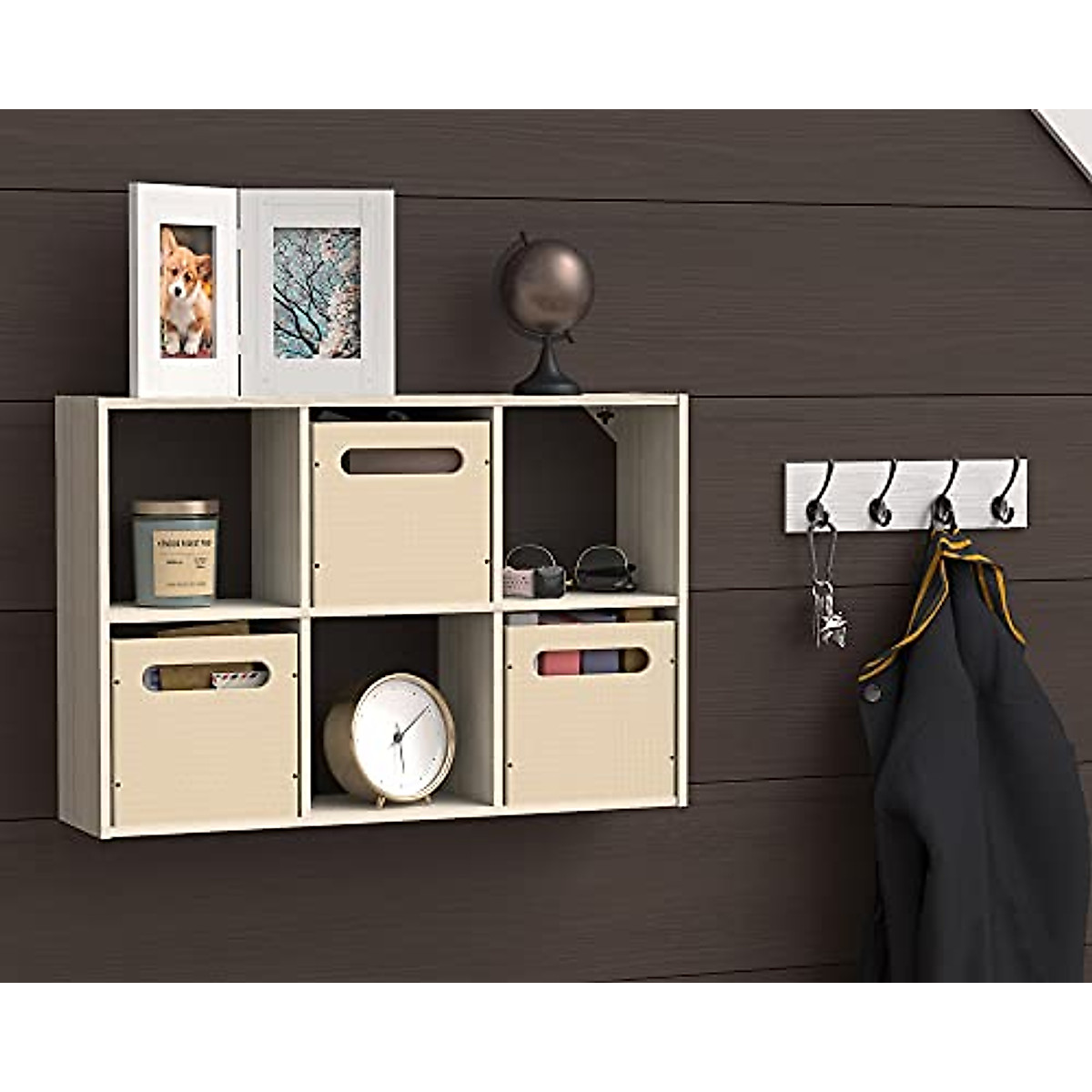 ClosetMaid 5430 Mini 6-Cube Desktop or Wall Mount Organizer, Bleached Walnut