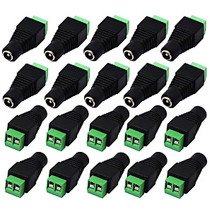 zdyCGTime DC 5.5 X 2.1mm Adapter 2.1 X5.5mm Female Barrel Power Jack to 2 Pin/Way Female Bolt Screw Type terminals Adapter Connector for CCTV Security Camera, LED Strip Light (20pack Female)