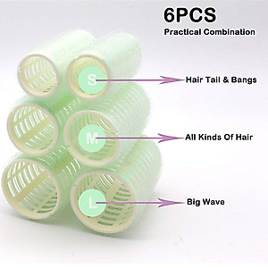 Taouwan Self Grip Hair Rollers Set,Natural Fluffy Hair Roots Hair Styling Tool, Hairdressing Curlers for Women,Large.Medium.Small 6 PCS DIY Self Grip Curlers (Cyan)