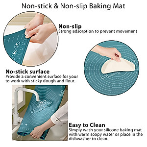 Silicone Pastry Mat Extra Thick Non-stick Baking Mat, 32" x 24" Rolling Dough With Measurements Non-slip Silicone Mat, Kneading Mat, Counter Mat, Dough Mat with Edge Heightening
