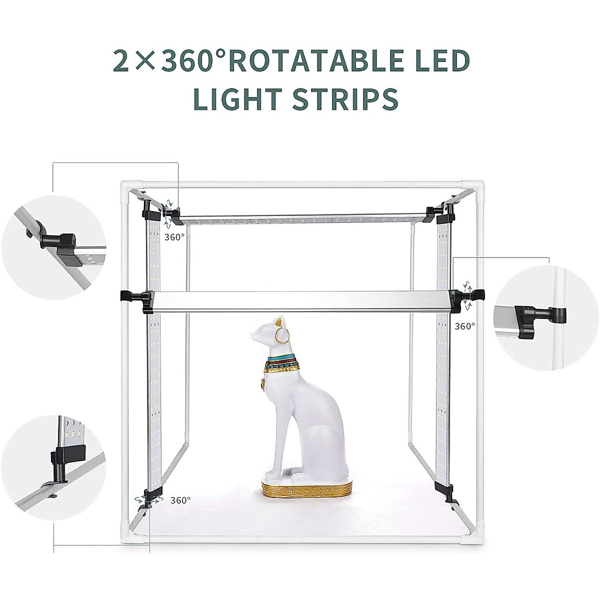 FOSITAN Photo Box, Photo Light Studio Box 35"/90cm 126 LED Light Photo Shooting Tent Table Top Photography Lighting Kit with 4 Background Paper and CRI95+ for Photography