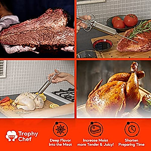 Meat injectors for smoking – Professional Turkey injector syringe kit with Case, Stainless Steel Turkey Injector Marinade, Brisket smoker grill Food Injector Syringe Kit - BBQ Injector 2-oz Large