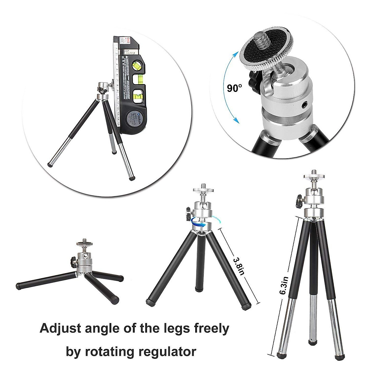Qooltek Multipurpose Laser Level 8 feet Measure Tape Ruler Adjusted Standard and Metric Rulers for hanging pictures with Metal Tripod Stand