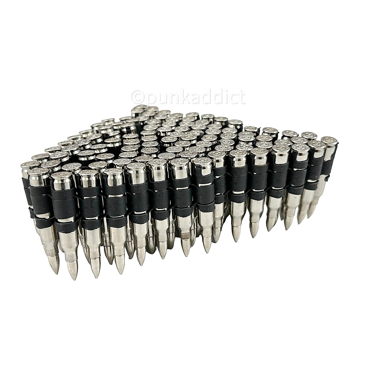 Bullet Belt .223 Caliber Nickel Shell Nickel Tip Defused Dummy Black Link 42" 90 Bullet Link