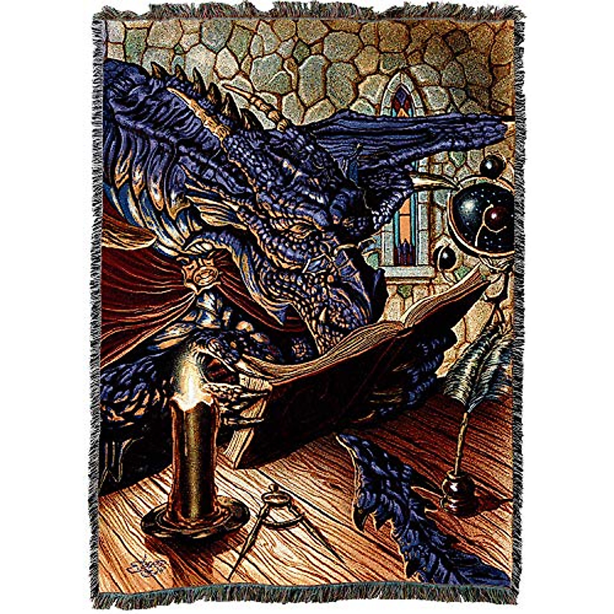 Pure Country Weavers A Good Book Dragon Blanket by Ed Beard Jr - Gift Fantasy Tapestry Throw Woven from Cotton - Made in The USA (72x54)