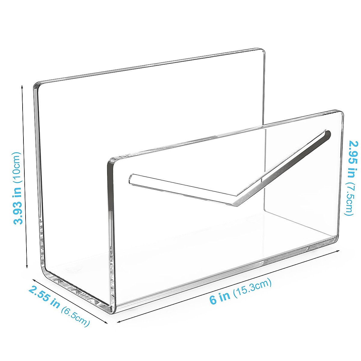 FUCDTEFC Acrylic Mail Holder, Clear Acrylic File Letter Organizer, Vertical Envelope Mail Holder for Desk, Lightweight Countertop Bill Holding Sorter Letter Invoice Stand for Home Office School