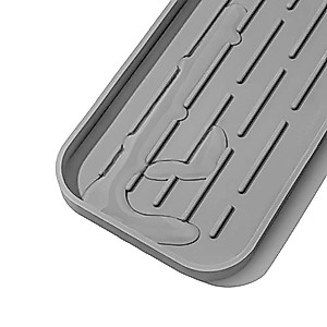 MicoYang Silicone Kitchen Sink Organizer Tray for Multiple Usage,Eco-Friendly Sponges Holder for Kitchen Bathroom Counter or Sink,Dish Soap Dispenser,Scrubber,Bottle,Cup (Grey, 10"×5.3")