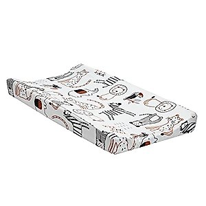 Lambs & Ivy Patchwork Jungle Animals Soft White Baby Changing Pad Cover 718050
