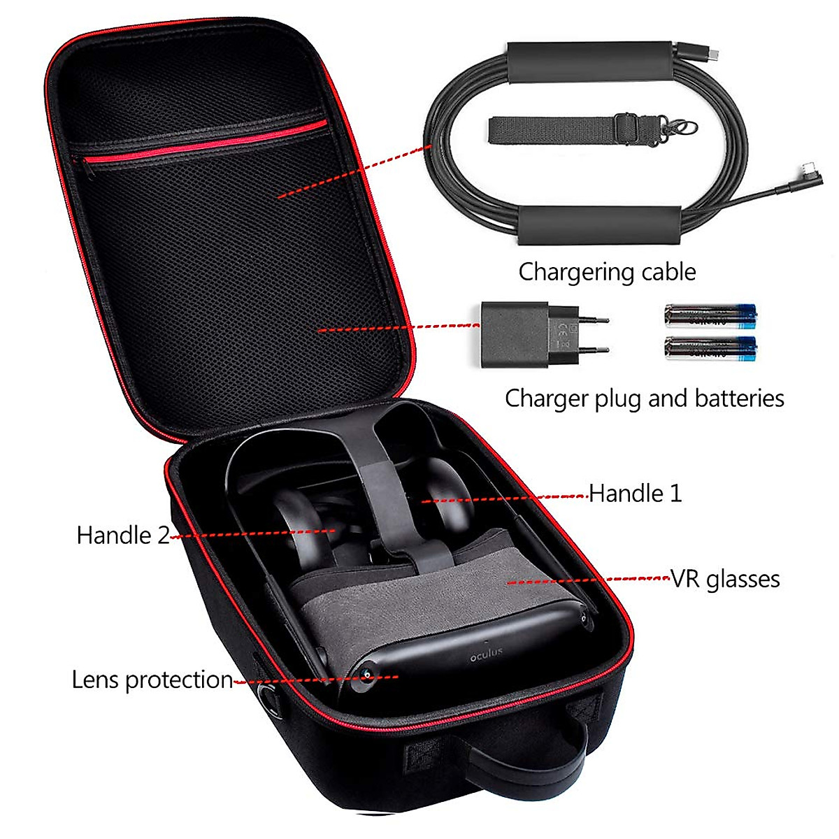 Hard Travel Case for Oculus Quest VR Gaming Headset and Controllers Accessories Waterproof Shockproof Carring case black
