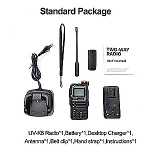 Quansheng UV-K6 UV-K5(8) Walkie Talkie 5W Airband Radio Type C Charge UHF VHF DTMF FM Dual Band Two Way Radio with NOAA Weather Alarm Function