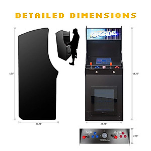 Creative Outdoor Distributor Full Size Stand-Up Commercial Grade Arcade Machine-2 Player, 60 Games, 22 LCD Screen, 2 Sanwa Joysticks, Trackball, Built-in Fridge, 2 Stools Included