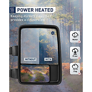 ECCPP F150 Towing Mirrors, A Pair of Exterior Automotive Mirrors fit 2004-2014 for Ford for F-150 with Auxiliary/Puddle Lights Signal Indicator and Power Operation Heated Chrome Housing