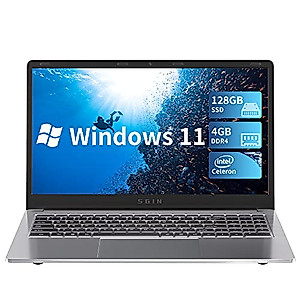 SGIN 15.6 Inch Laptop, 4GB DDR4 128GB SSD Laptops with Celeron N4020C(up to 2.8 GHz), Intel UHD Graphics 600, Webcam, Mini HDMI, WiFi, USB3.0, Bluetooth 4.2