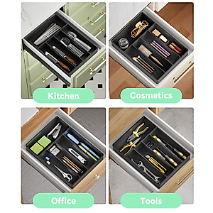 EUHOME Silicone Silverware Drawer Organizer Tray