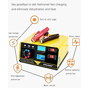 12V 24V Car Battery Charger, 15A Lead-Acid Lithium Battery Charger, Smart Trickle Charger Maintainer, Deep Cycle Battery Repair Charger Automotive Desulfator for Car Motorcycle Truck Boat Lawn Mower
