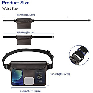 Waterproof Pouch with Waist Strap Beach Accessories Best Way to Keep Your Phone and Valuables Safe and Dry Perfect for Boating Swimming Snorkeling Kayaking Beach Pool Water Park 2 Pack Black+Blue