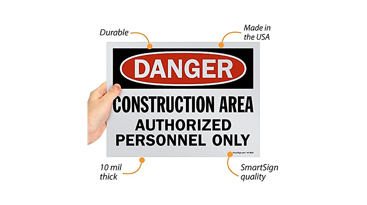 SmartSign Construction Area OSHA Sign - Pack of 5