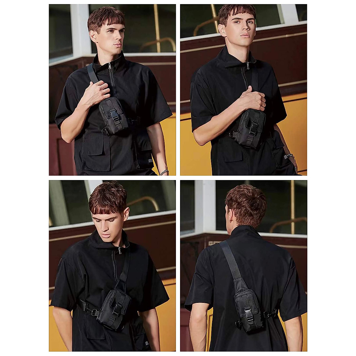 Ousawig Small Sling Backpack Mens Crossbody Bag Lightweight Chest Daypacks Shoulder Bag for Men Travel Hiking (black2)