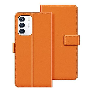 MILEGAO for Infinix Zero 5G 2023 Case, Premium Magnetic PU Leather Cover with Card Holder and Kickstand, Fashion Flip Case for Infinix Zero 5G 2023 6.78 inches Orange