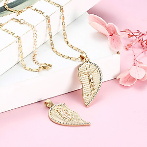 IRONBOX 18K Gold Plated Couples Necklace Virgin Mary Necklace Jesus Necklace Heart Necklace Plated Gold Necklace Couple Jewelry for Him and Her