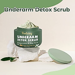 Armpit Detox Scrub 8.8 oz with Peppermint, Aloe Vera and Walnut Shell Powder, Underarm Scrub Helps on Removing Odor, Deep Cleanse & Exfoliating, also for Legs, Knee, Feet, Hands Whole Body