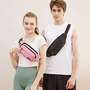 SINNO Black Mens Fanny Packs for Women Fashionable Waterproof Gifts for Running Sport Workout Hiking Travel Crossbody Plus Size Waist Pack Phone Bag Wallets Purse Carrying All Phones