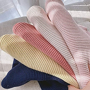 HEZIOWYUN Newborn Baby Girls Boys Knit Sweater Long Sleeve Knitted Sweaters Fall Winter Warm Crewneck Pullover for Toddler Clothes (Pale Pink, 6-12 Months)