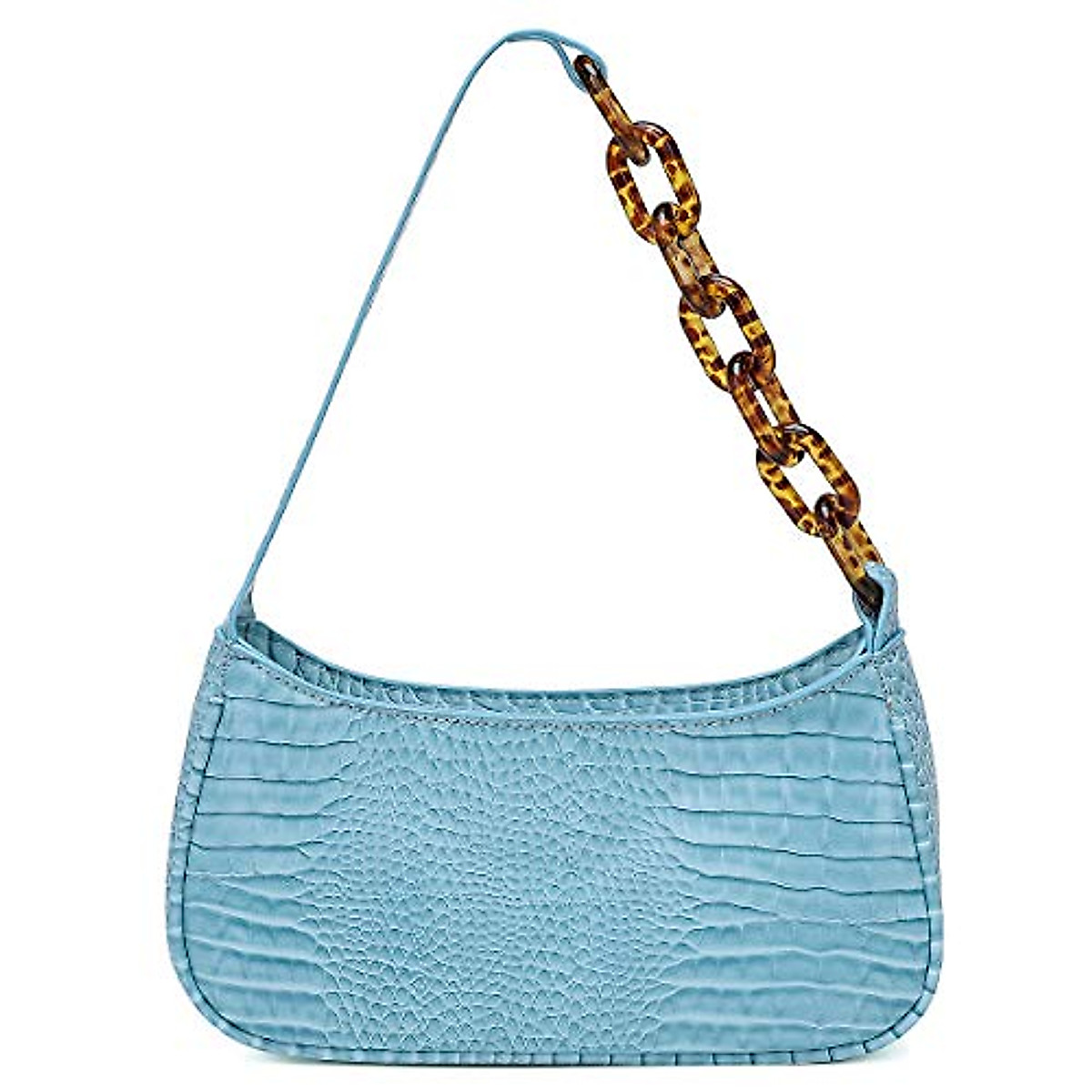 Stylish Classic Clutch Purse Shoulder Bag Tote Handbag with Zipper Closure for Women (Blue)