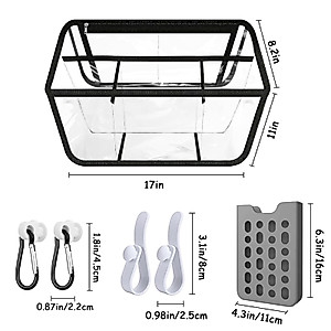 GYSYELL Clear Beach Bogg Bag Organizer and Silicone Cell Phone Holder Compatible with Bogg Bag X Large Size,Bogg Bag Accessories with Hooks,Organizing Your Bogg Bag and Divide Space(Black)