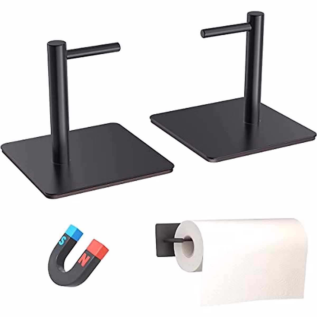 Magnetic Paper Towel Holder, Thipoten Strong Magnetic Hooks/Rack for Kitchen, Work Benches, Storage Closets, Grill, Garage (Black)