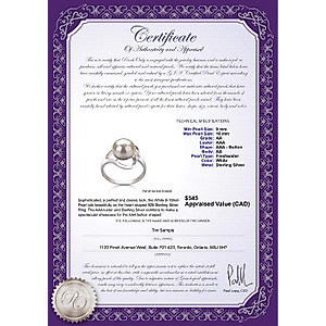 Sadie White 9-10mm AA Quality Freshwater 925 Sterling Silver Cultured Pearl Ring For Women - Size-7